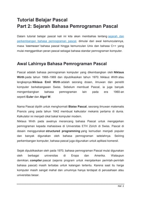 Pengertian bahasa pemrograman pascal | PPT