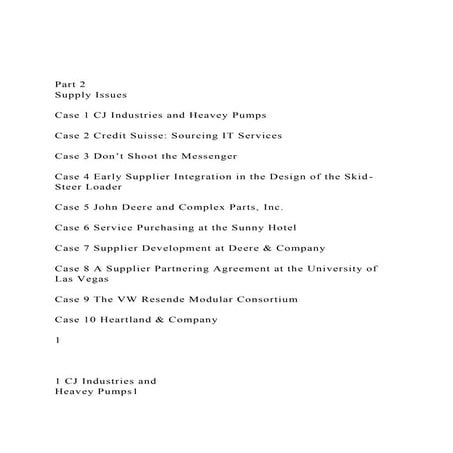 Part 2Supply IssuesCase 1 CJ Industries and Heavey Pumps.docx