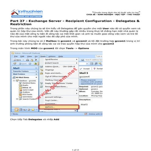 Part 37 exchange server - recipient configuration - delegates ...