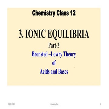 Ionic Equilibria | Bronsted Lowry Acid Base Theory | Chemistry Class 12 | By Mrs.Shubhada ...