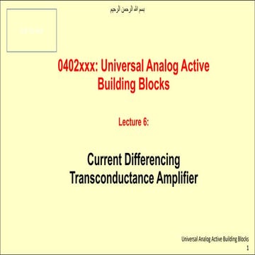 Current Differencing Transconductance Amplifier | PDF