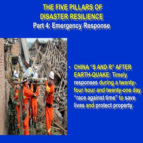 Part 4 Emergency Response. The Five Pillars Of Disaster Resilience | PPTX