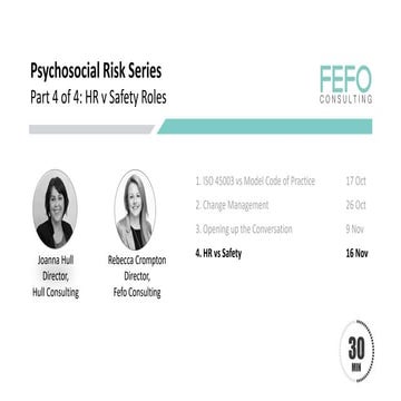 Psychosocial Risk Series : HR vs Safety – Psychosocial Ownership | PPTX