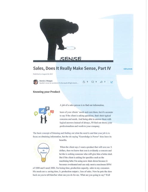 Sales, Does It Make Sense, Part VI | PDF