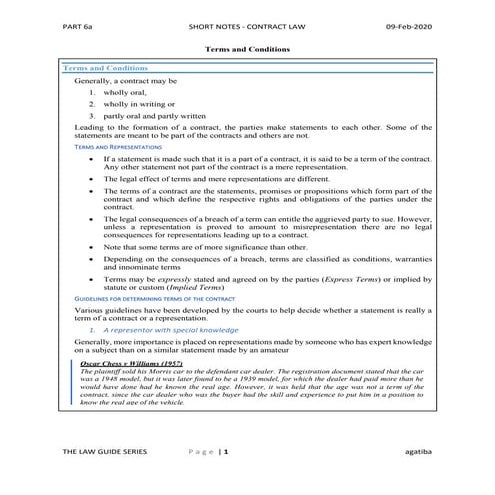 Terms of a contract | PDF