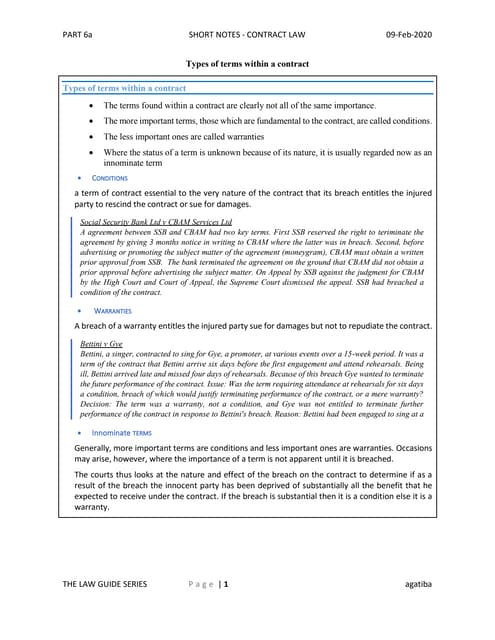 Terms of a contract | PDF | Law