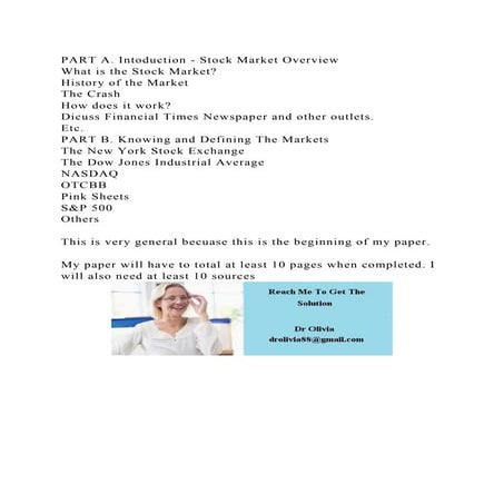 PART A. Intoduction - Stock Market OverviewWhat is the Stock Marke.docx