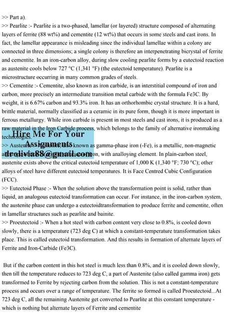 Characteristics of Pearlite, Bainite and Martensite | PPTX