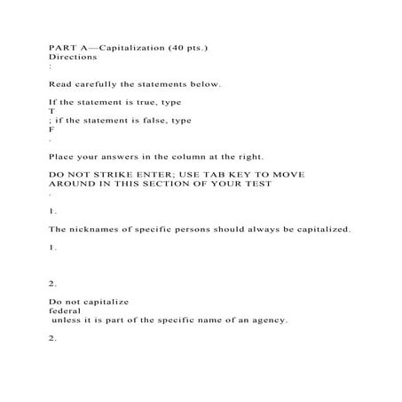PART A—Capitalization (40 pts.)DirectionsRead carefully the.docx