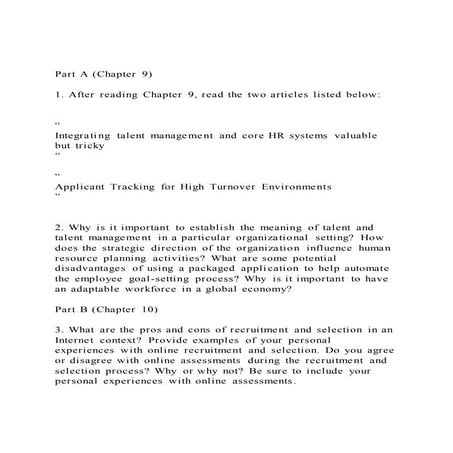 Part A (Chapter 9)1. After reading Chapter 9, read the two a | PDF