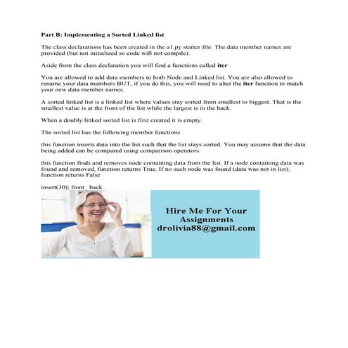 Part B Implementing A Sorted Linked List The Class Declarations Has Bpdf 