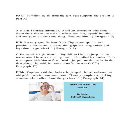 PART B Which detail from the text best supports the answer to Part | DOCX