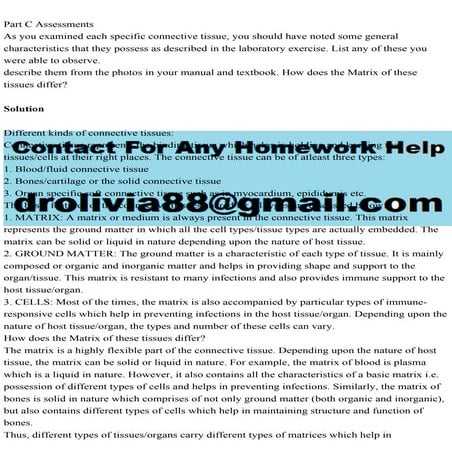 Part C AssessmentsAs you examined each specific connective tissue,.pdf ...