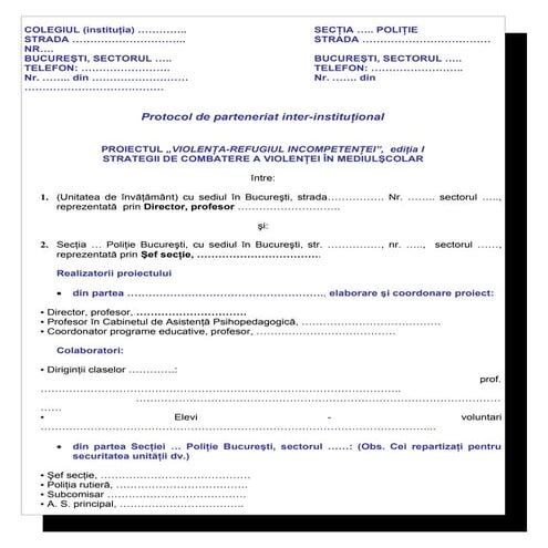 Parteneriat politia locala model | DOC