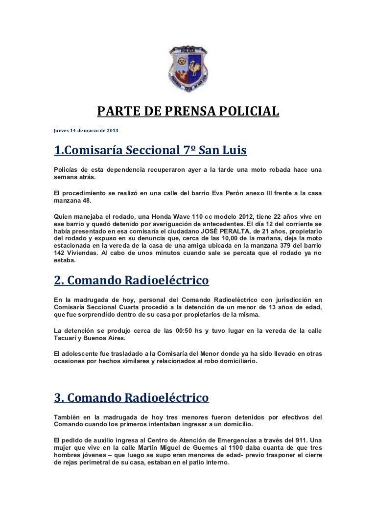 Parte policial