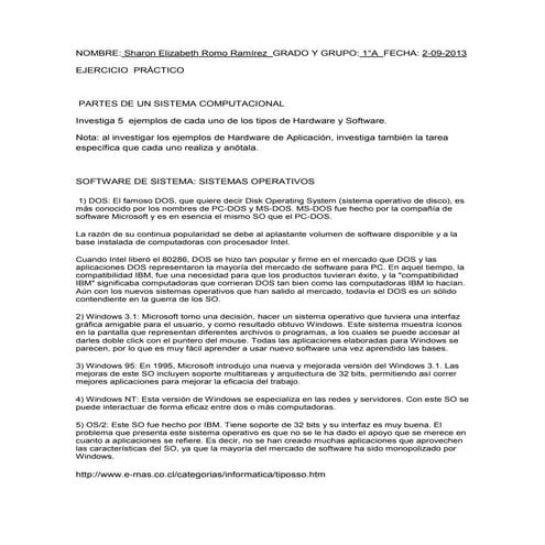 Partes de un sistema computacional | DOCX
