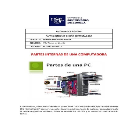 partes internas y externas de la cpu | PPTX