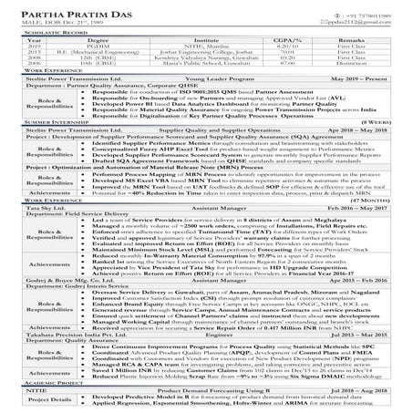 Partha Pratim Das CV | PDF