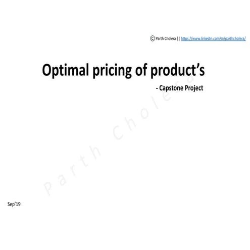 Optimal pricing_Machine learning project | PPT
