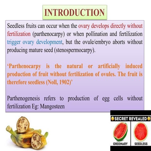 parthenocarpy in fruits : its nature and types | PPTX