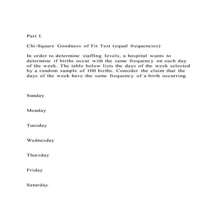 Part I.Chi-Square Goodness of Fit Test (equal frequencies) | PDF