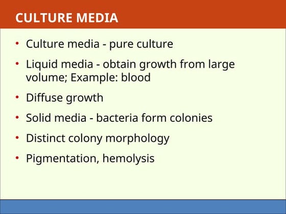 Culture media solid, liquid, use of agar | PPTX | Agriculture | Industries