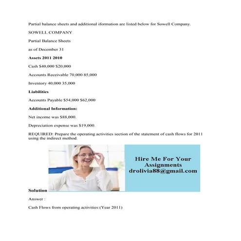 Partial balance sheets and additional iformation are listed below for.docx