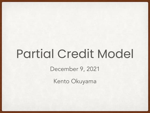 Partial Credit Model (PCM) | PDF Partial Credit Model (PCM) | PDF