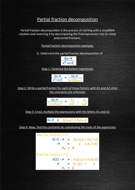 Partial Fraction Decomposition Pdf