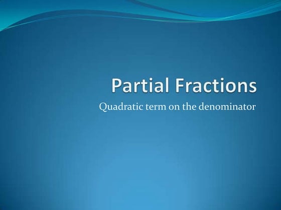 Partial fractions | PDF