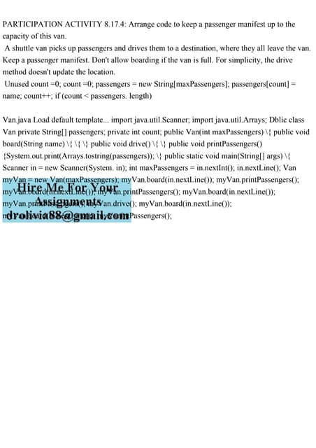 Participation Activity 8174 Arrange Code To Keep A Passenger Manipdf