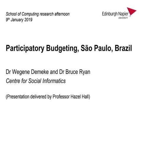 Participatory Budgeting, São Paulo, Brazil | PPT | Free Download