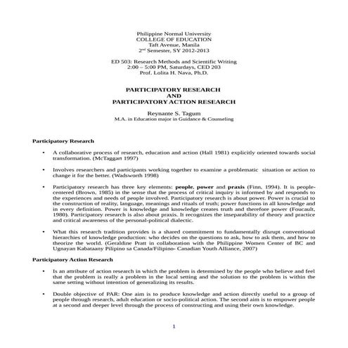 Participatory Action Research | PDF