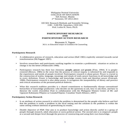 Participatory research report | PDF