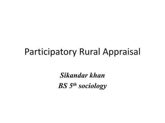 rapid rural appraisal and participatory rural appraisal | PPTX