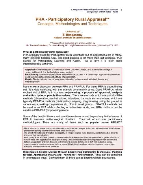 Presentation on PRA & PLA Process | PPT