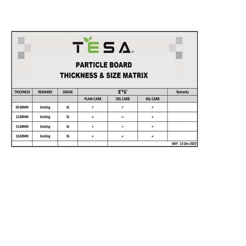 Moisture Resistant Particle Board | Action Tesa | PDF