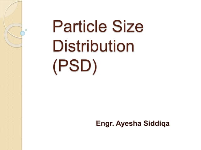 Particle Size Distribution (PSD) | PDF