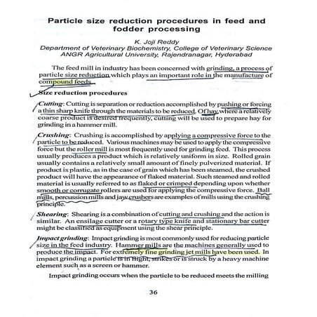 Particle Size Reduction Procedures In Feed And Fodder Processing Pdf