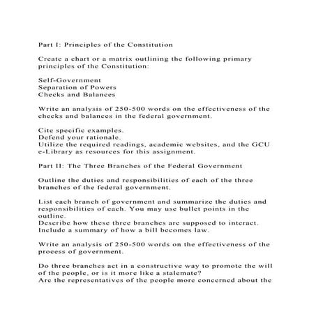 Part I Principles of the ConstitutionCreate a chart or a matr.docx