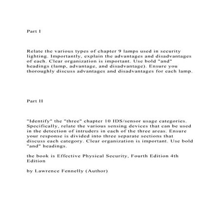 Part IRelate the various types of chapter 9 lamps used in .docx