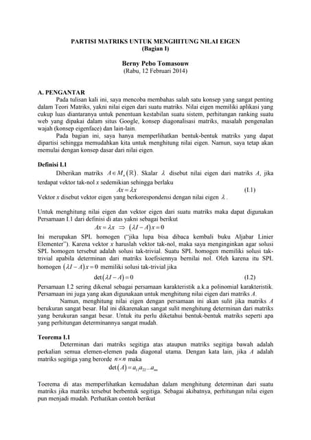 Nilai eigen dari matriks simetris | PDF