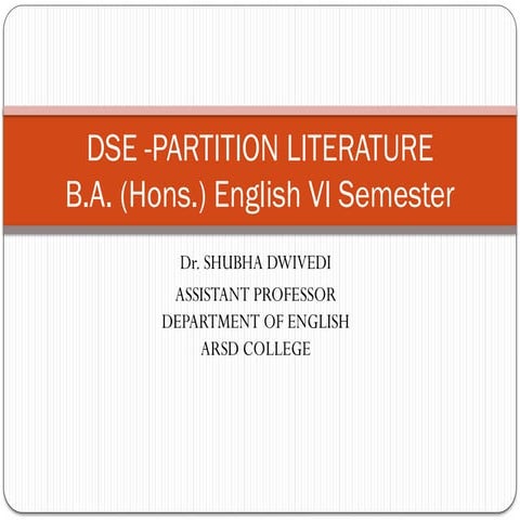 Partition-Literature english honors notes ppt | PPT