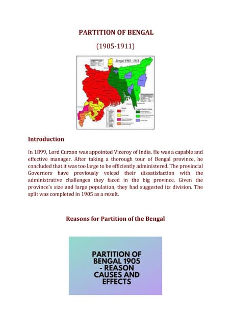 Partition of Bengal 1905 | PPTX | Hinduism | Religion & Spirituality