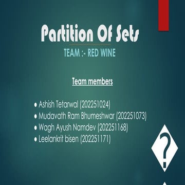 Partition Of Sets - Maths project, Engineering CSE | PPTX