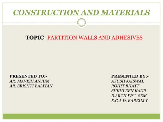 Brick partition walls | PPTX