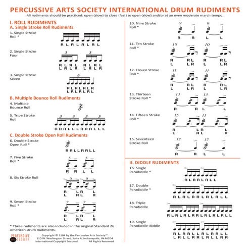 40 percussive arts society international drum rudiments | PDF