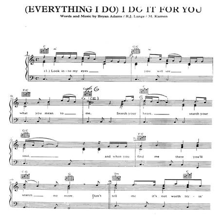 Partitura piano bryan adams - everything i do | PDF