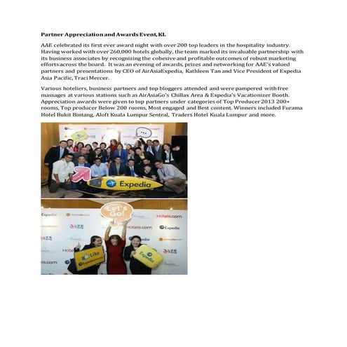 Partner Appreciation and Awards Event, KL | PDF