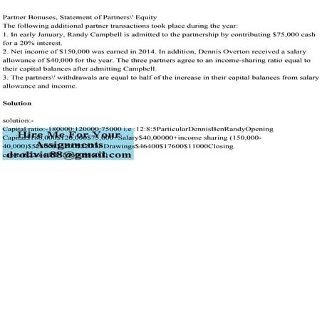 Partner Bonuses, Statement of Partners EquityThe following addit.pdf ...